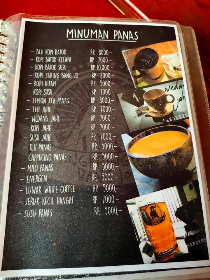 Menu at Angkringan bang jo cafe, Tanjung Niaga