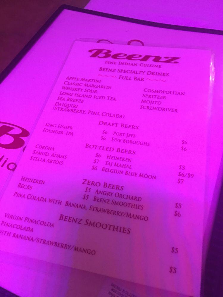 Carta de BEENZ Indian Grill & Bar, Hauppauge