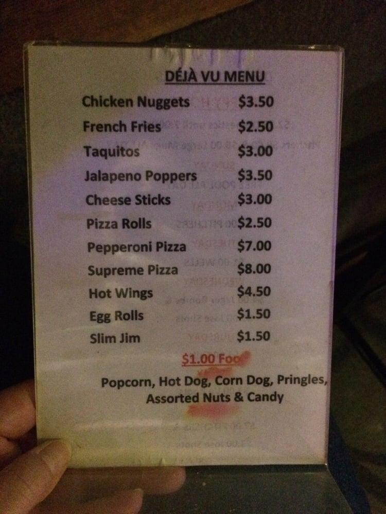 Menu at Dejavu Club, Harker Heights