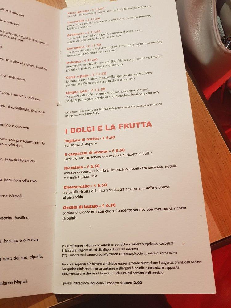 Menu at Fratelli la Bufala pizzeria, Venice