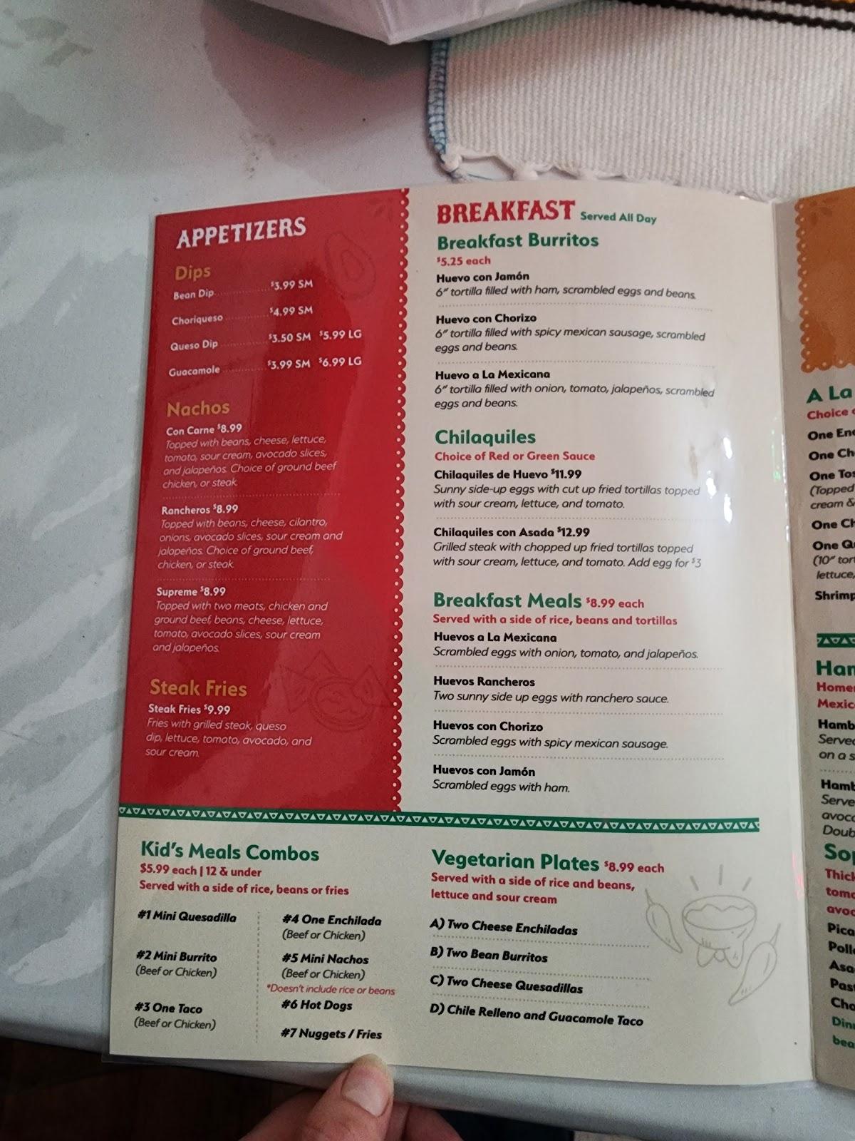 Menu at Puebla Mexican Restaurant, West Liberty