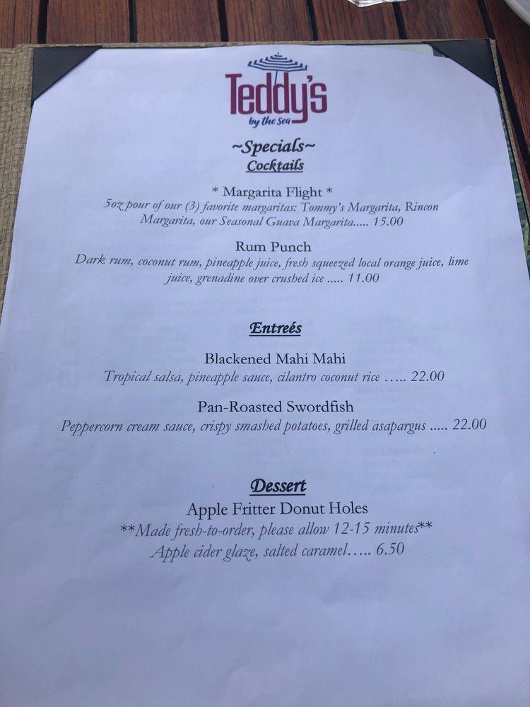 Menu at Teddy's By the Sea pub & bar, Carpinteria