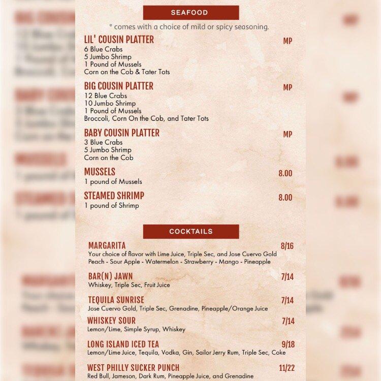 Menu at The Barn, Philadelphia, Catharine St