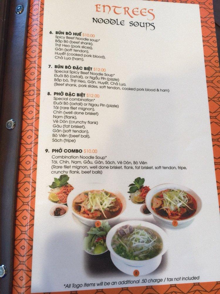 Menu at BBH Noodle restaurant, Milpitas