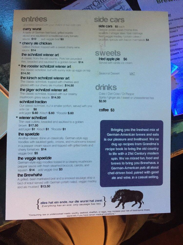 Menu at Brewhaus pub & bar, Chattanooga
