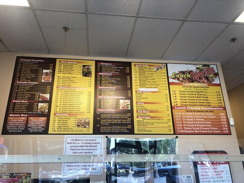 Carta del restaurante Happy Hana Teriyaki, University Place, Bridgeport ...