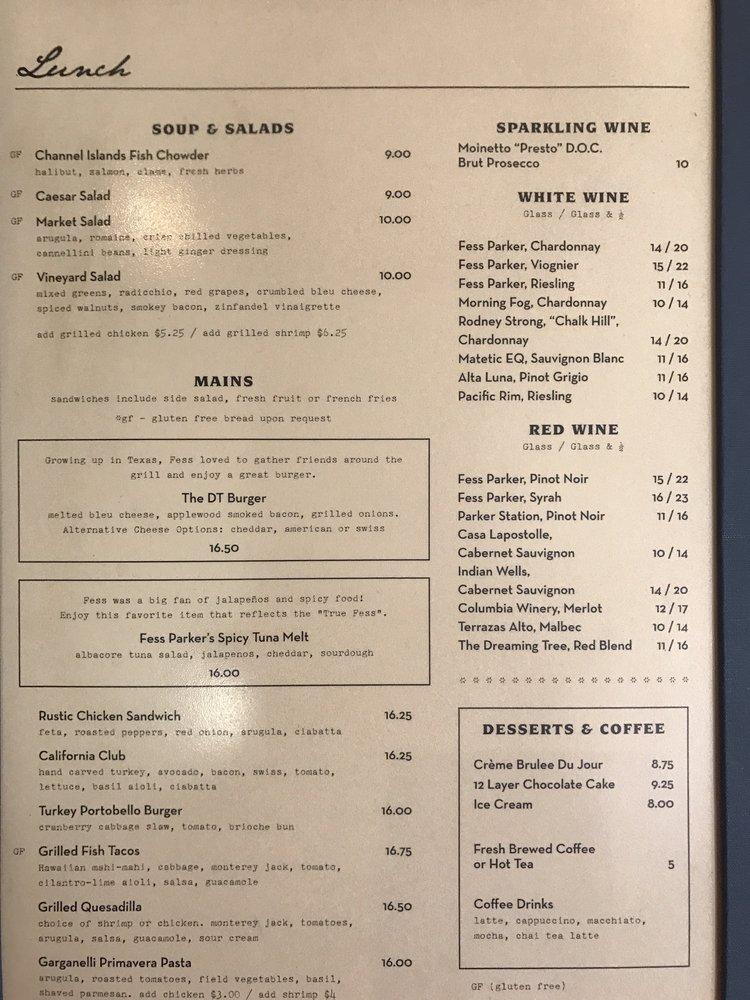 Menu at Roundhouse pub & bar, Santa Barbara