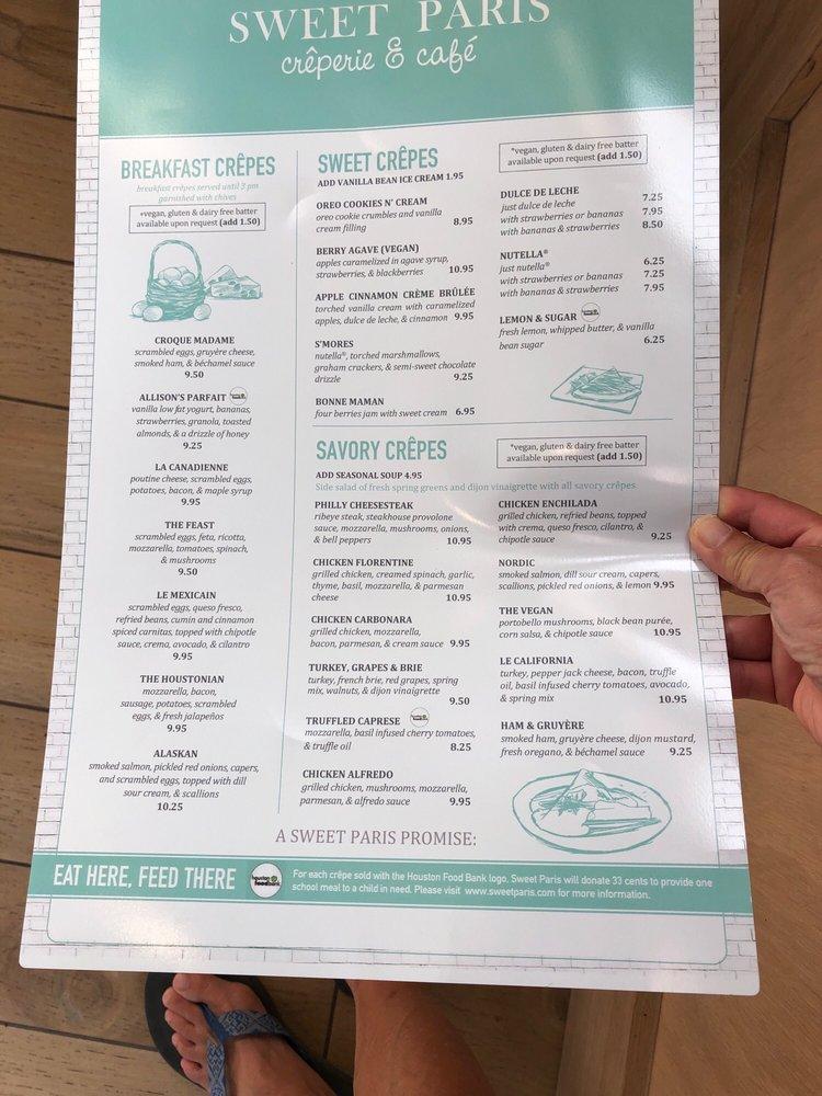 Menu at Sweet Paris cafe, Katy