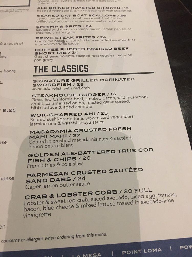 Menu at Brigantine Seafood restaurant, Escondido, 421 W Felicita Ave
