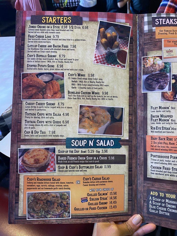 Menu at Cody's Original Roadhouse - Bradenton steakhouse, Bradenton
