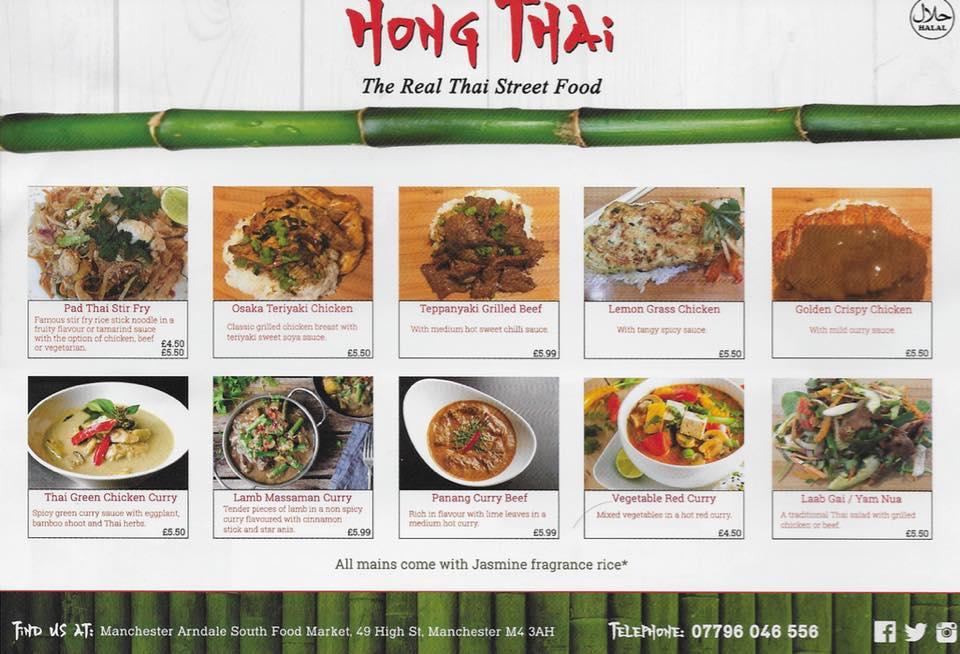 Menu at Hong Thai restaurant, Manchester, Arndale South Food Market 49 ...