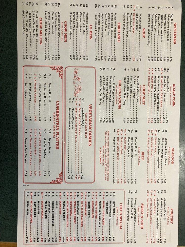 Menu at Imperial Buffet restaurant, Aberdeen