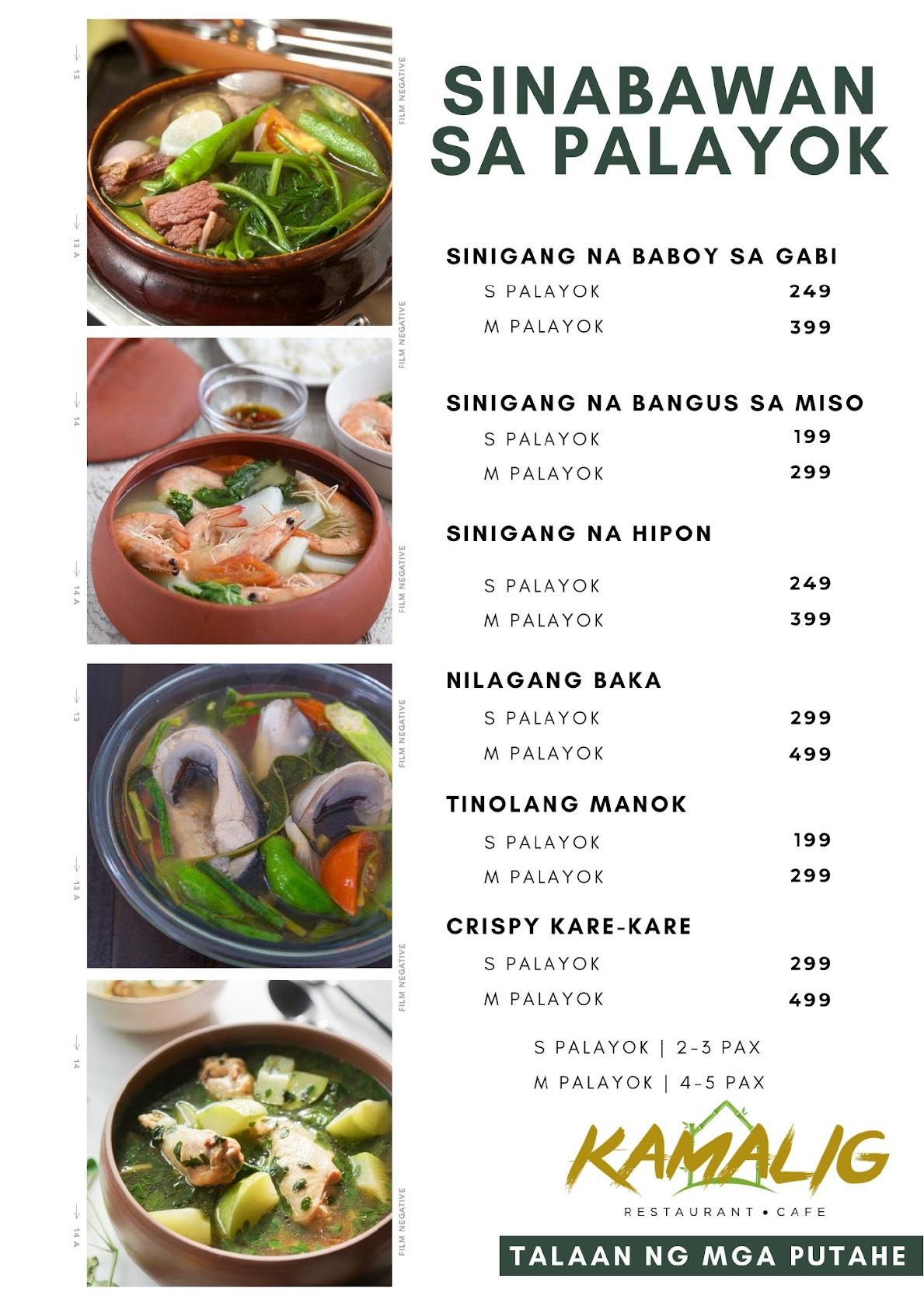 Menu at Kamalig Restaurant Cafe, Batangas