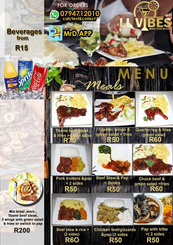 Menu at L L Vibes SA restaurant, Middelburg