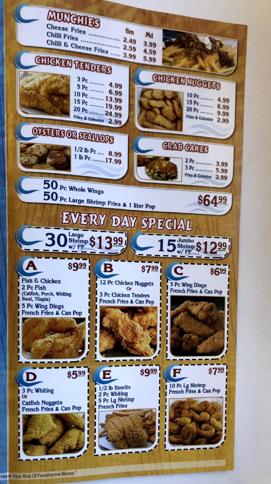 Menu at Ocean Waves Restaurant, Westland