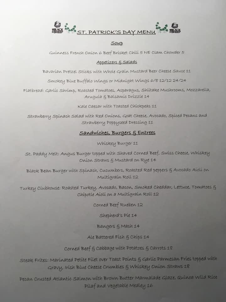 Menu at The Black Sheep pub & bar, East Lyme