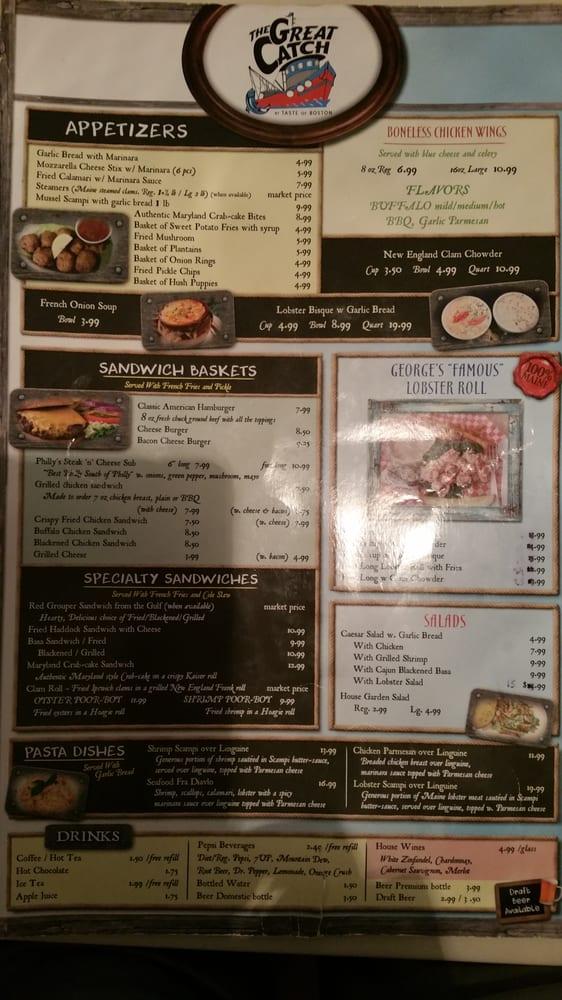 Menu at The Great Catch by Taste of Boston restaurant, Lutz