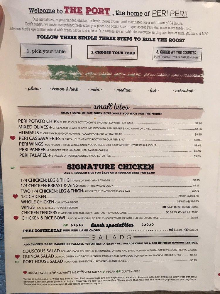 Menu at The Port Of Peri Peri restaurant, Fremont