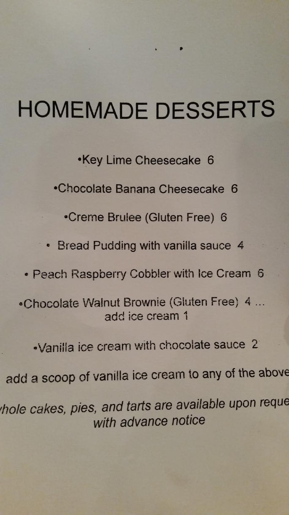 Menu at The Root restaurant, Elon