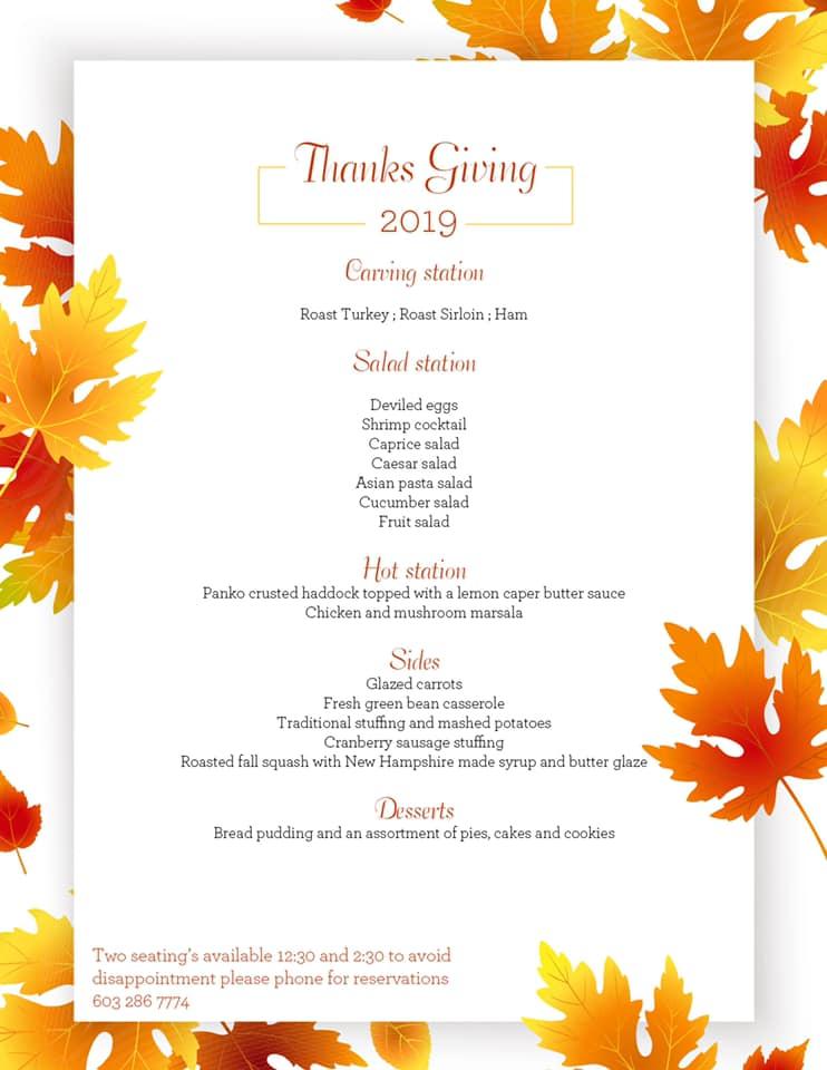 Menu at Tilton Inn restaurant, Tilton