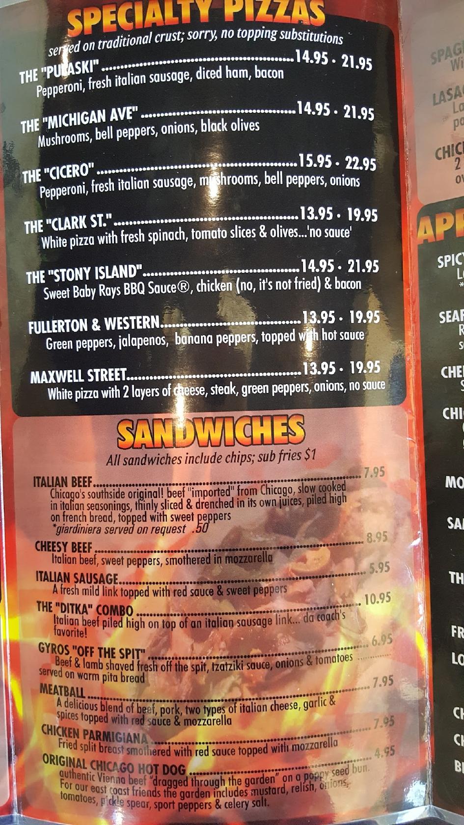 Menu at Windy city pizza chesapeake pizzeria, Chesapeake, 480 Kempsville Rd