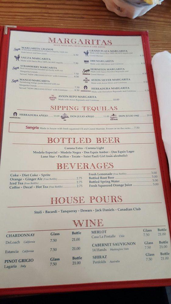 Menu at Border Cafe, Burlington