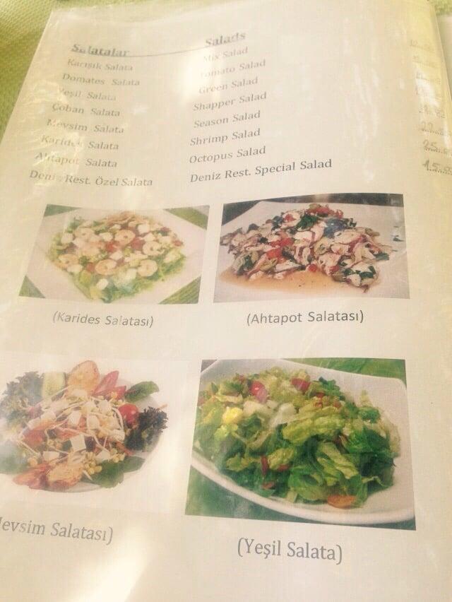 Menu at Deniz Restoran, Karasu