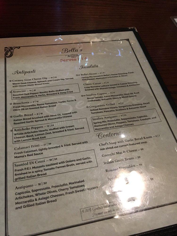 Menu at Mangione's on Main restaurant, Charlottesville