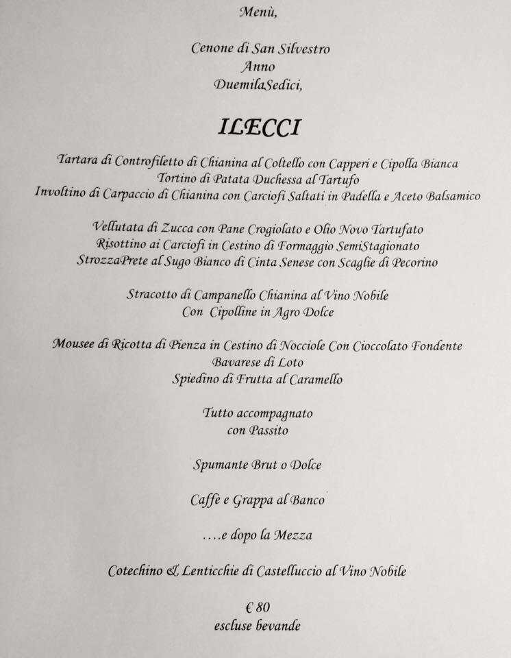 Menu da Ristorante I Lecci, Vivo D'orcia