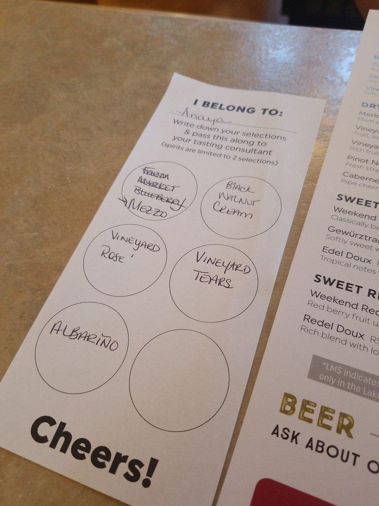 Menu at Round Barn Tasting Room - Union Pier, Union Pier