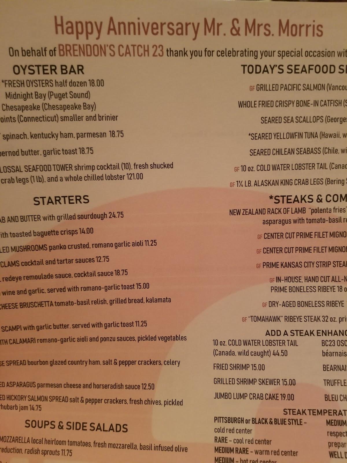 Menu at Brendon's Catch 23 pub & bar, Louisville