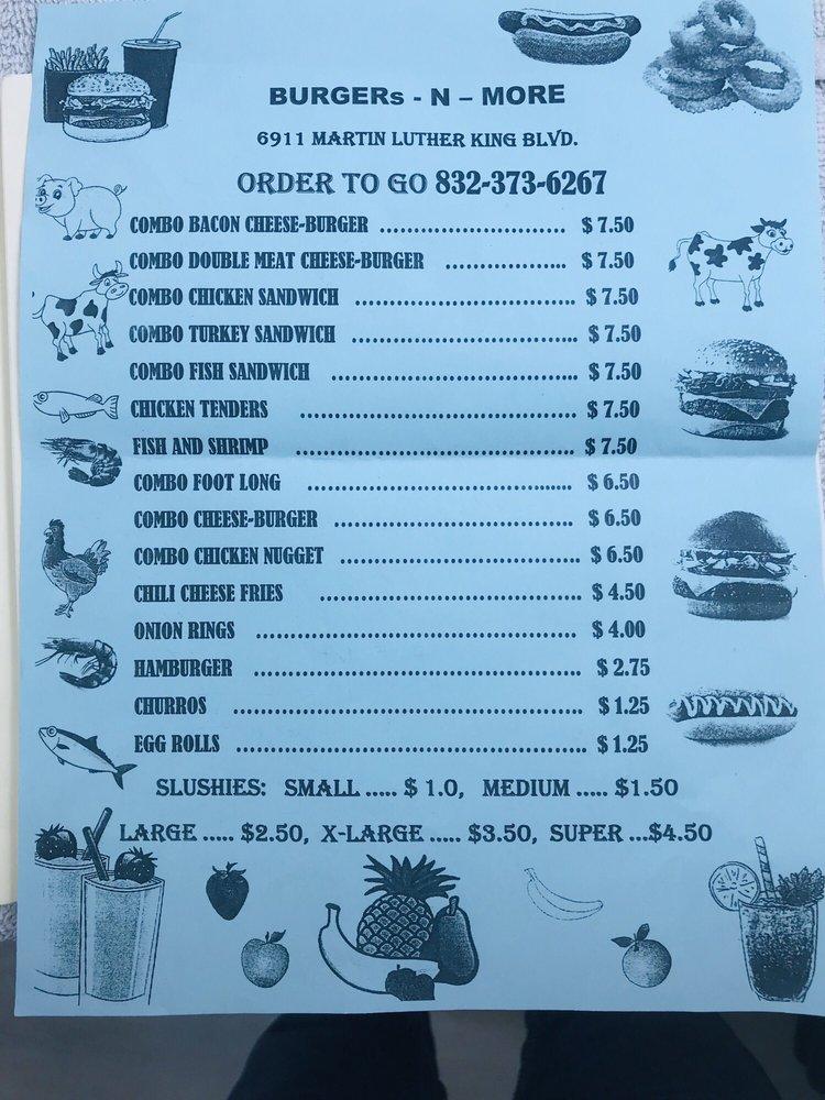 Menu at GG Burger N More restaurant, Houston, Martin Luther King Blvd #3
