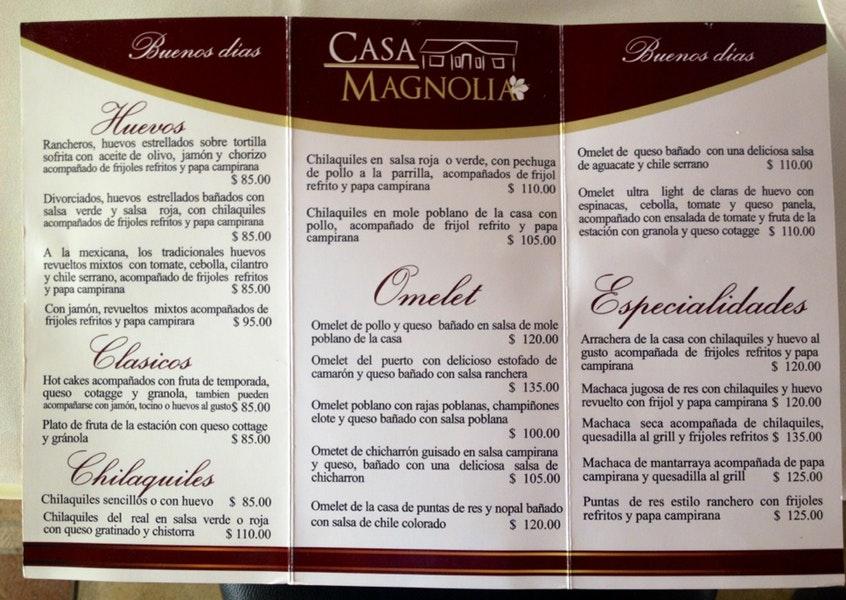 Menu at Casa Magnolia- Hacienda Mar Y Golf restaurant, Ensenada