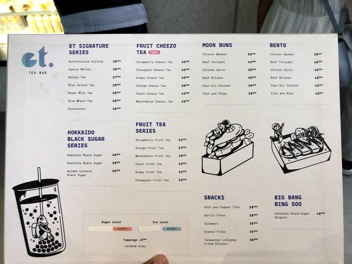 Menu at ET Tea Bar, Malang