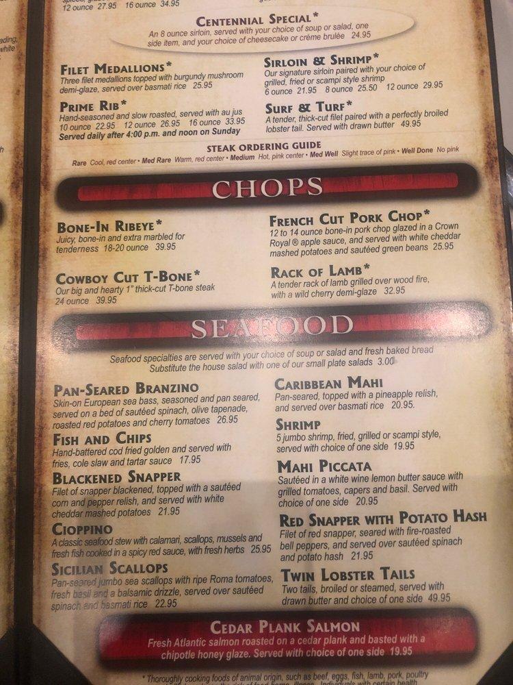 Menu at FireRock Steakhouse, Las Vegas, Centennial Center Blvd