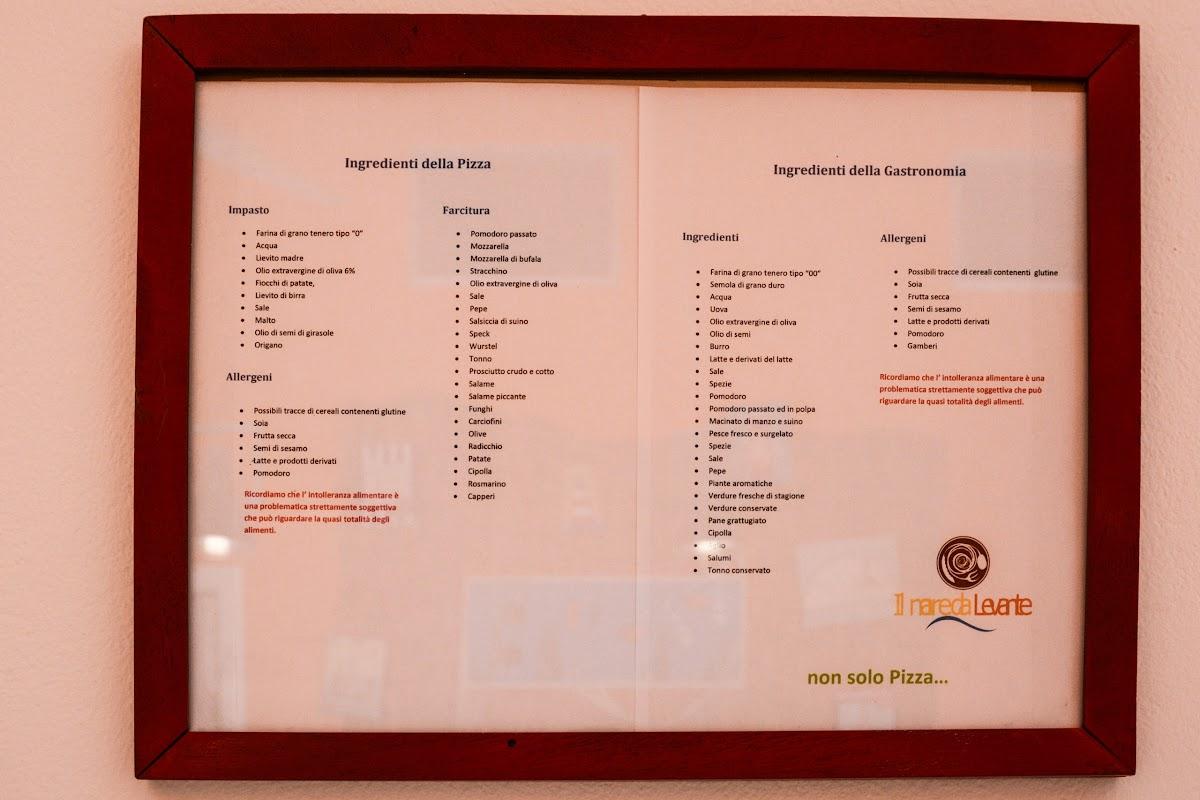 Menu da Il Mare Da Levante pizzeria, Marotta