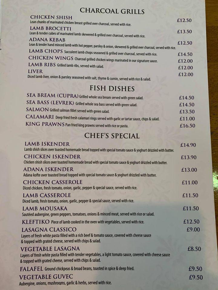 Menu at Izzi cafe, Canvey Island