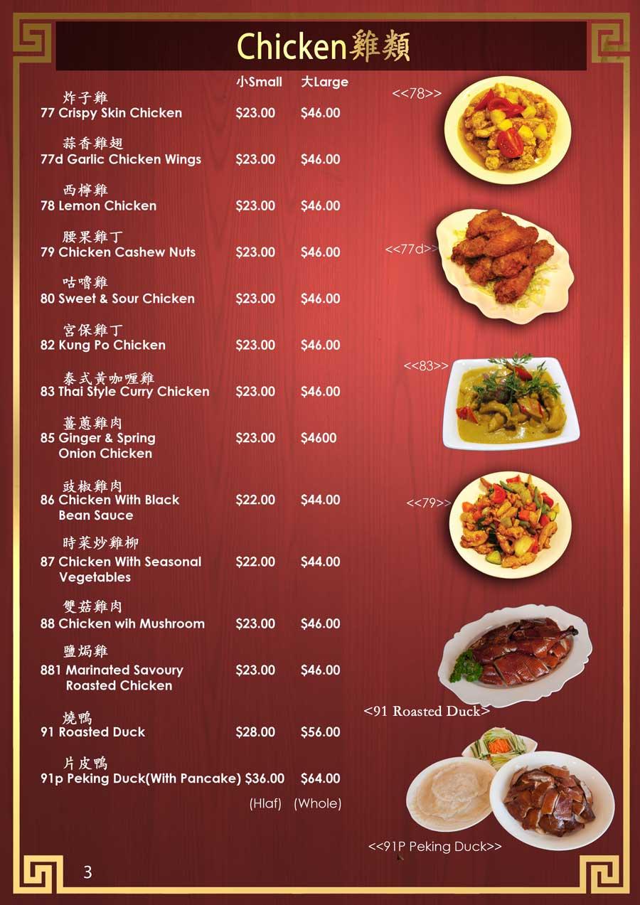 Menu at Joyful Restaurant, Christchurch, 102 Riccarton Rd