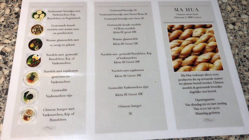 Menu at Ma Hua, Leuven