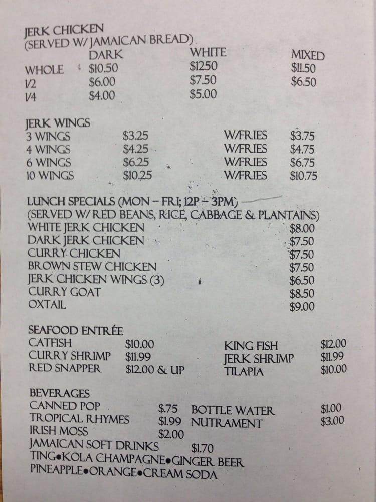 Carta de Montego Bay Restaurant & Grill, Bellwood