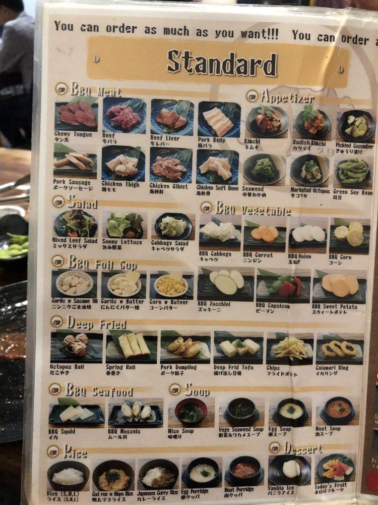 Menu at Nikuzo Japanese BBQ, Bondi Junction