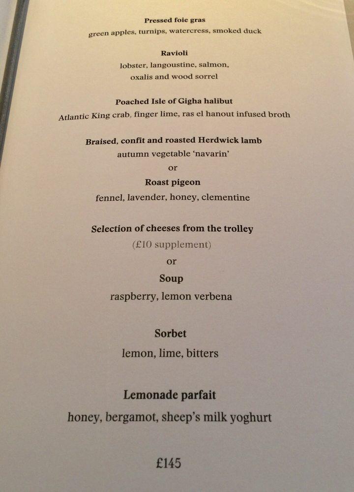 Menu at Restaurant Gordon Ramsay, London, 68 Royal Hospital Rd