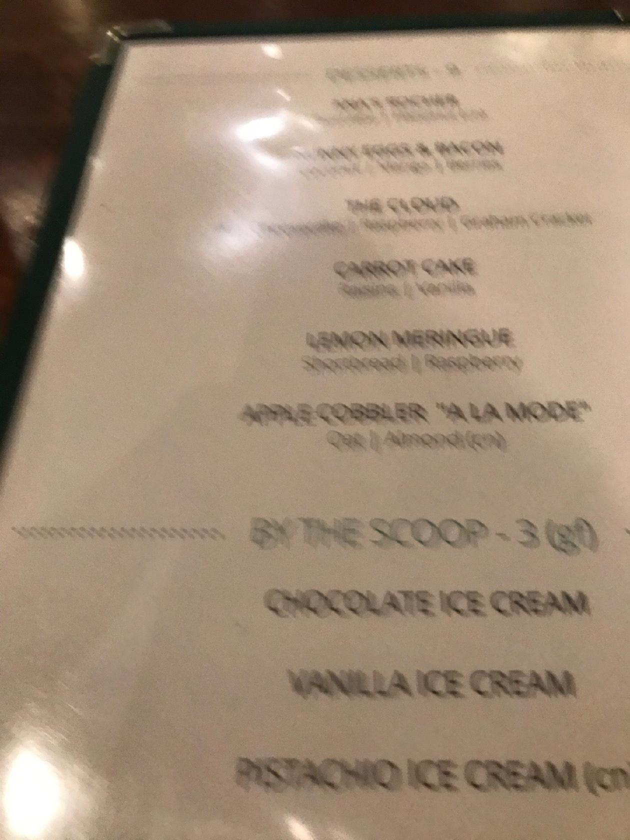 Menu at Unconventional Diner restaurant, Washington