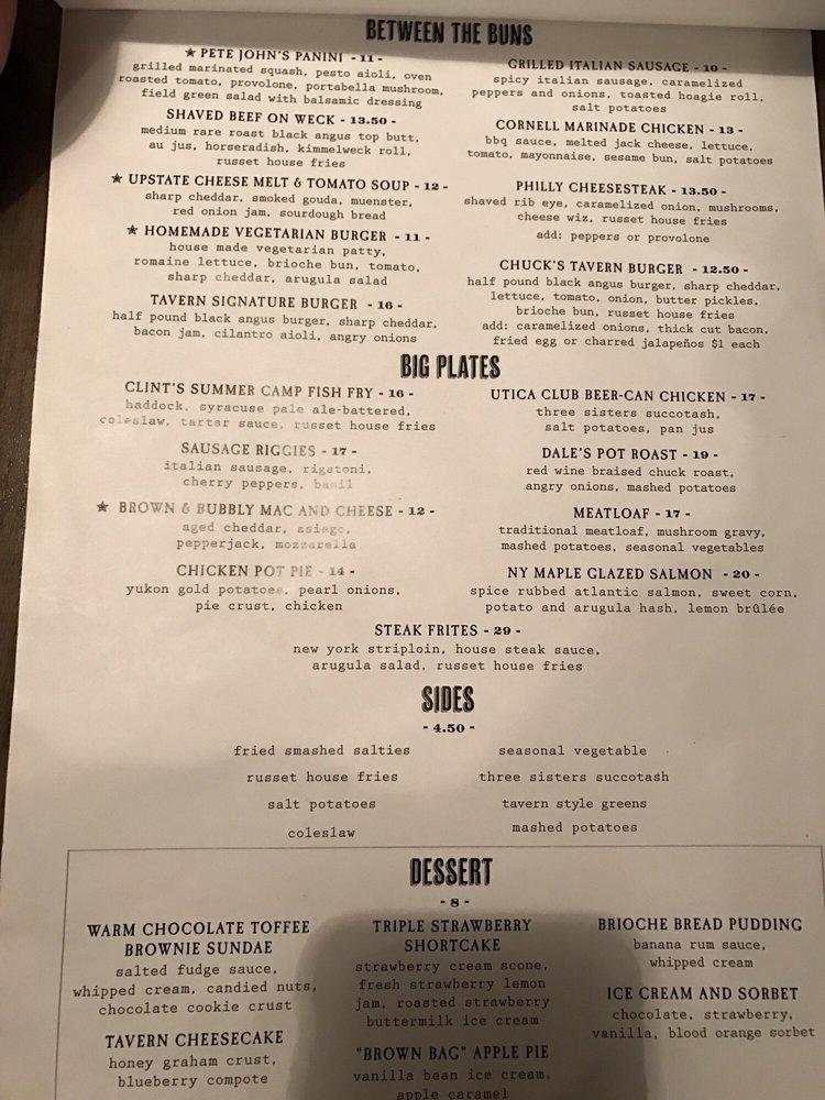 Menu at The Upstate Tavern pub & bar, Verona