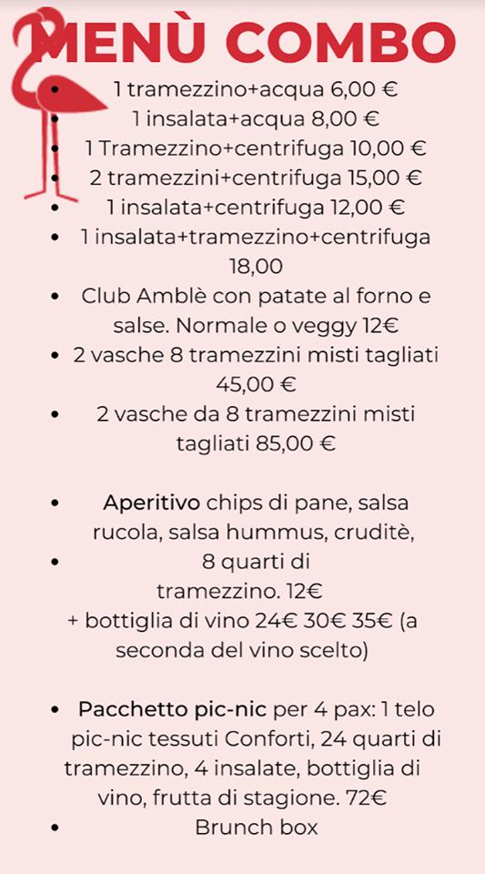 Menu at Amblé cafe, Florence