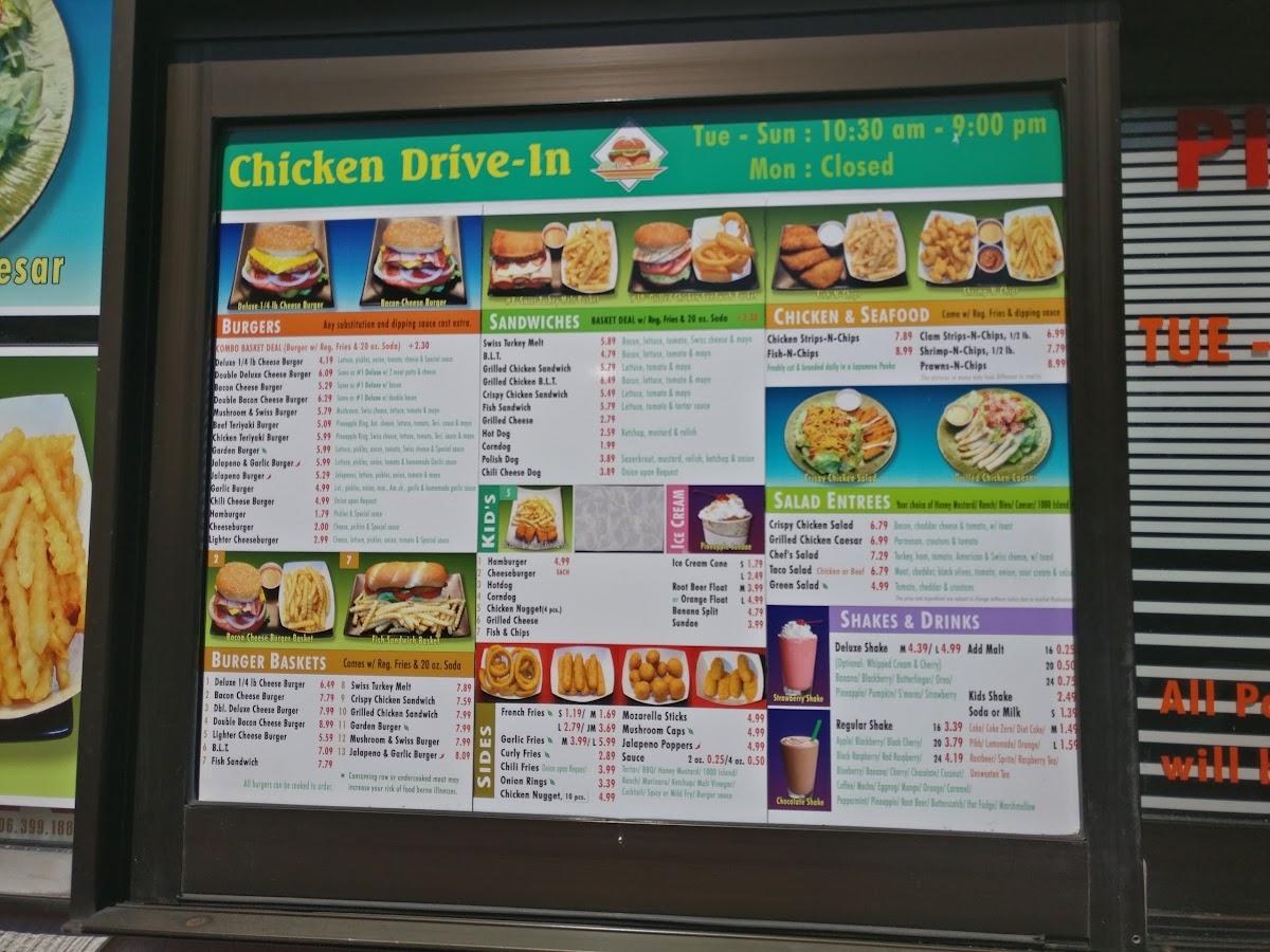 Menu at Chicken Drive-In restaurant, Lake Stevens