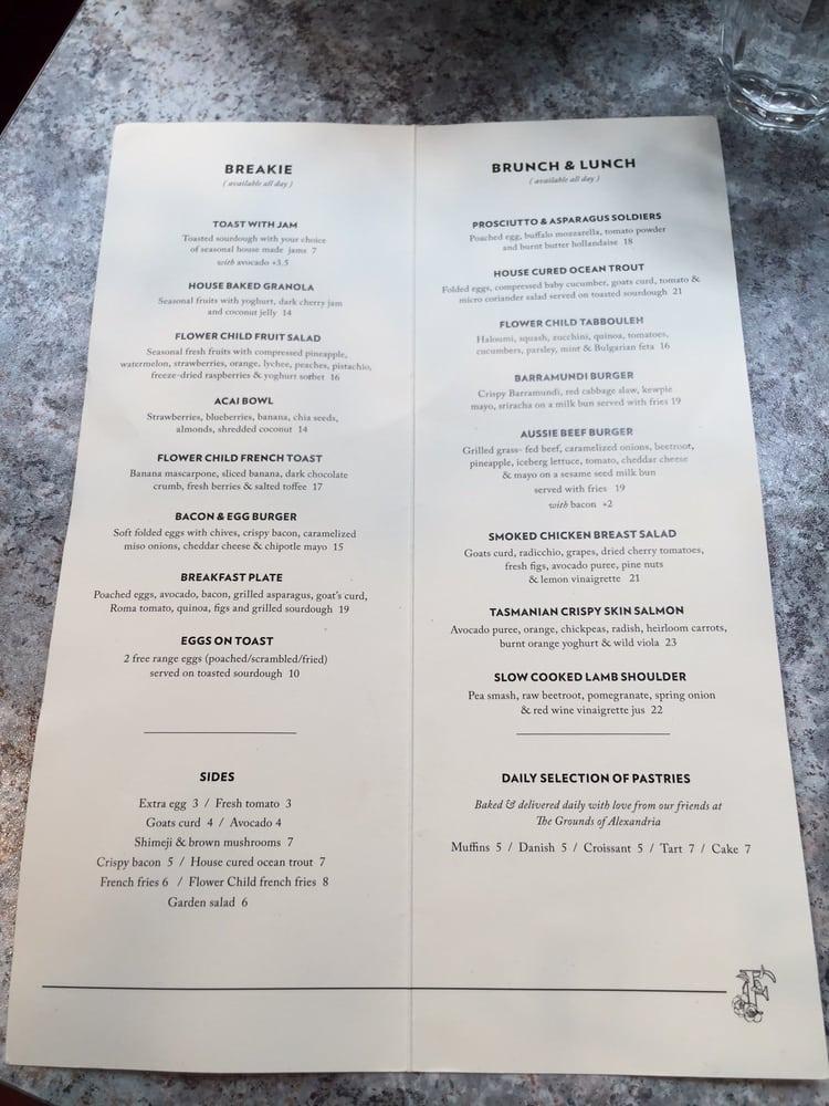 Menu at Flower Child Cafe Chatswood, Chatswood
