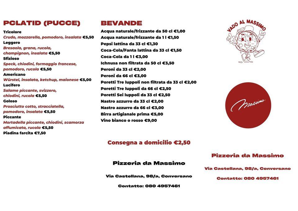 Menu da Da Massimo pizzeria, Conversano