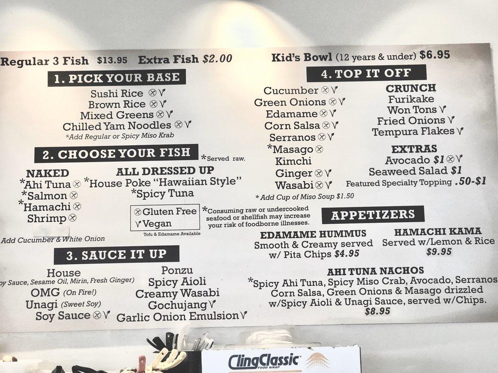 Menu at Poke Poke Fish Bar, Santa Clara