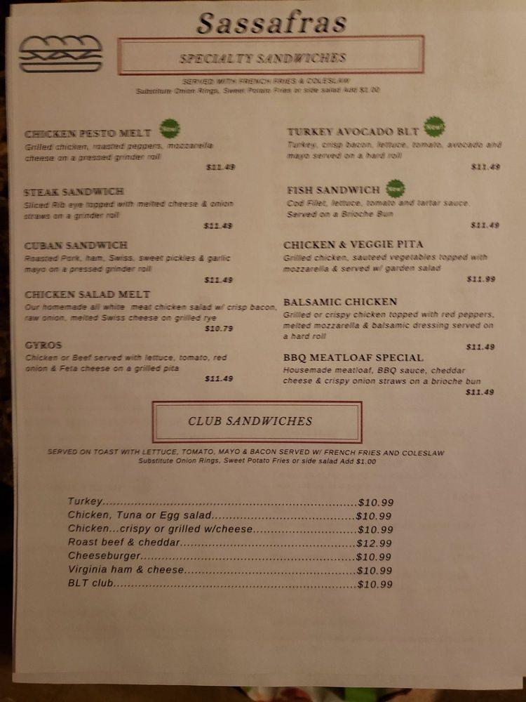 Menu at Sassafras Restaurant & Ice Cream, Shelton